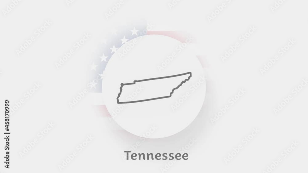Tennessee State of USA. Animated map of USA showing the state of ...