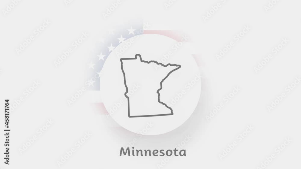 Minnesota State of USA. Animated map of USA showing the state of ...