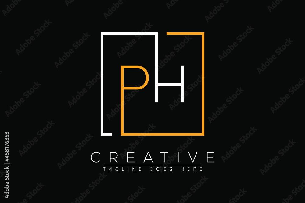 Initial letter ph, hp, p, h elegant and luxury Initial with Rectangular ...