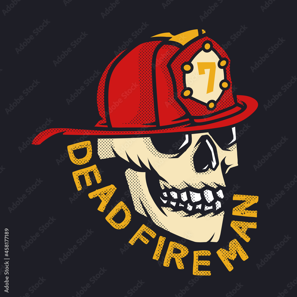 Head skull Firefighter man vector illustration, for design of clothes ...