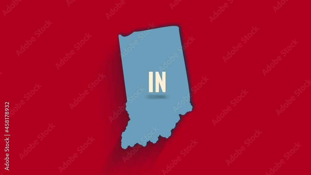 3d animated map showing the state of Indiana from the United State of ...