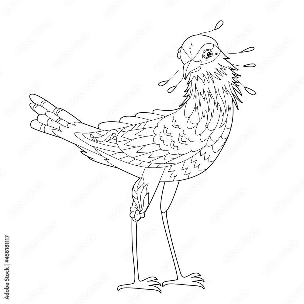 Contour linear illustration for coloring book with decorative pretty ...