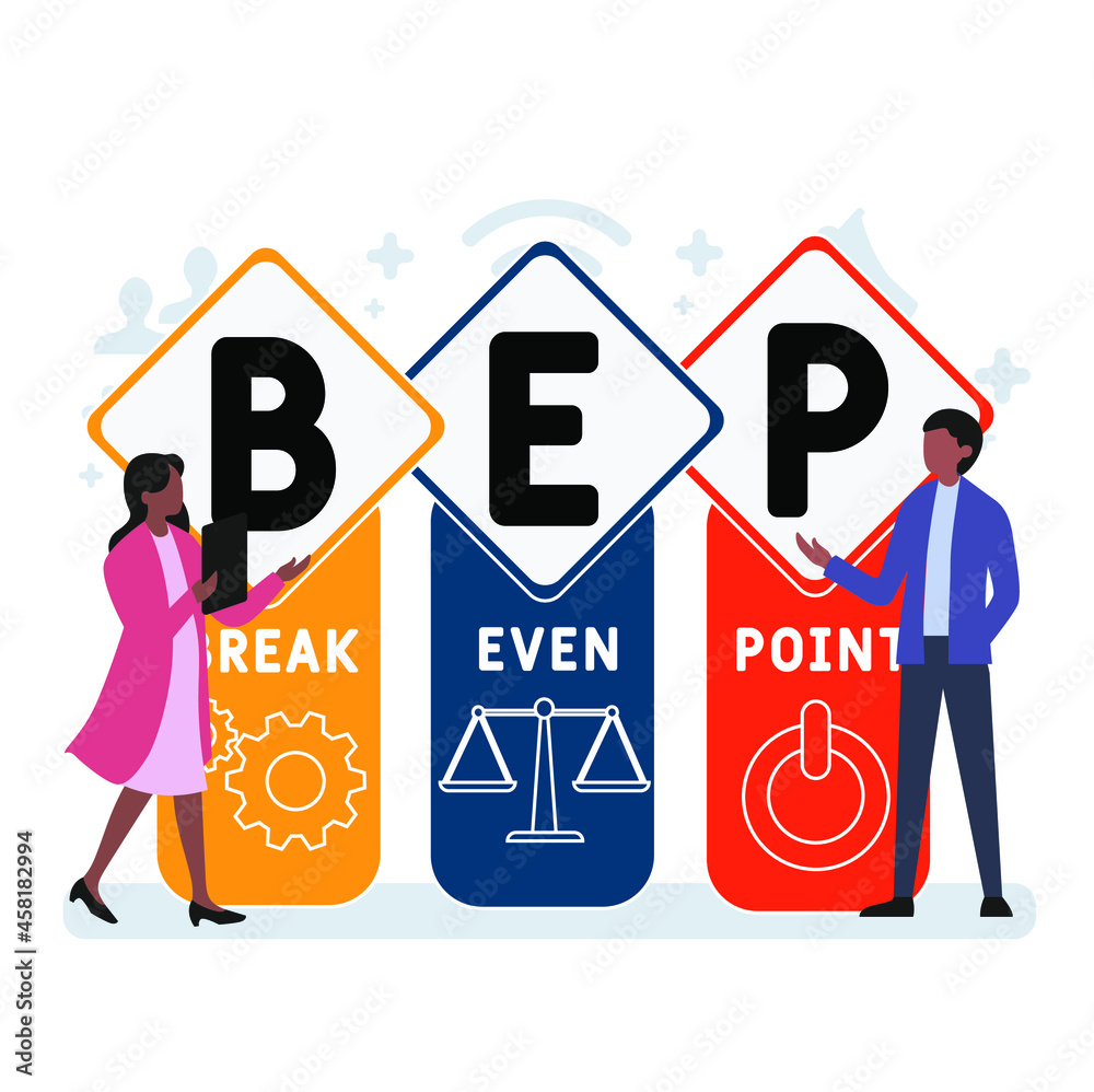 Flat design with people. BEP - Break-Even Point acronym. business ...