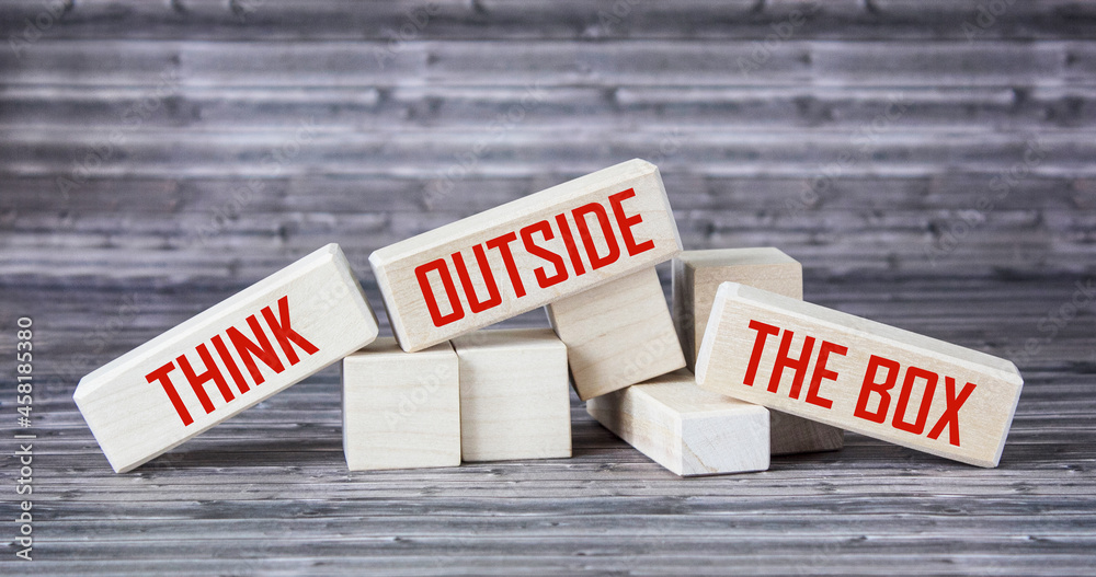 Think outside the box inspirational motivational quotes on wooden ...