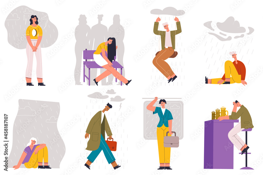 Lonely, depressed, sad socially isolated characters. Sad, lonely ...