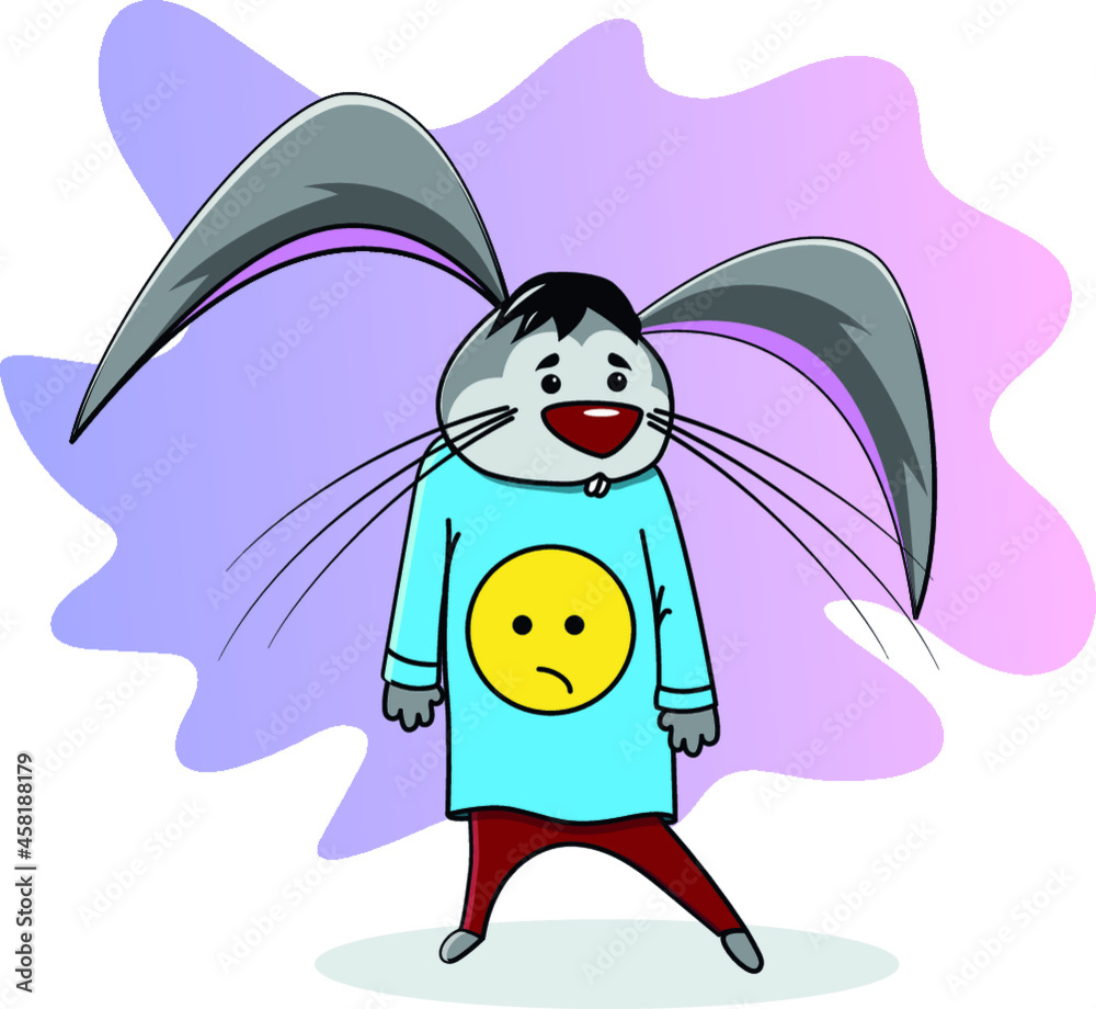 sad bunny sticker Stock Vector | Adobe Stock