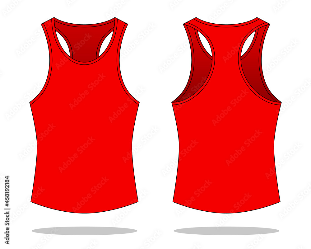 Blank Red Tank Top Template Vector On White Background.Front and Back ...