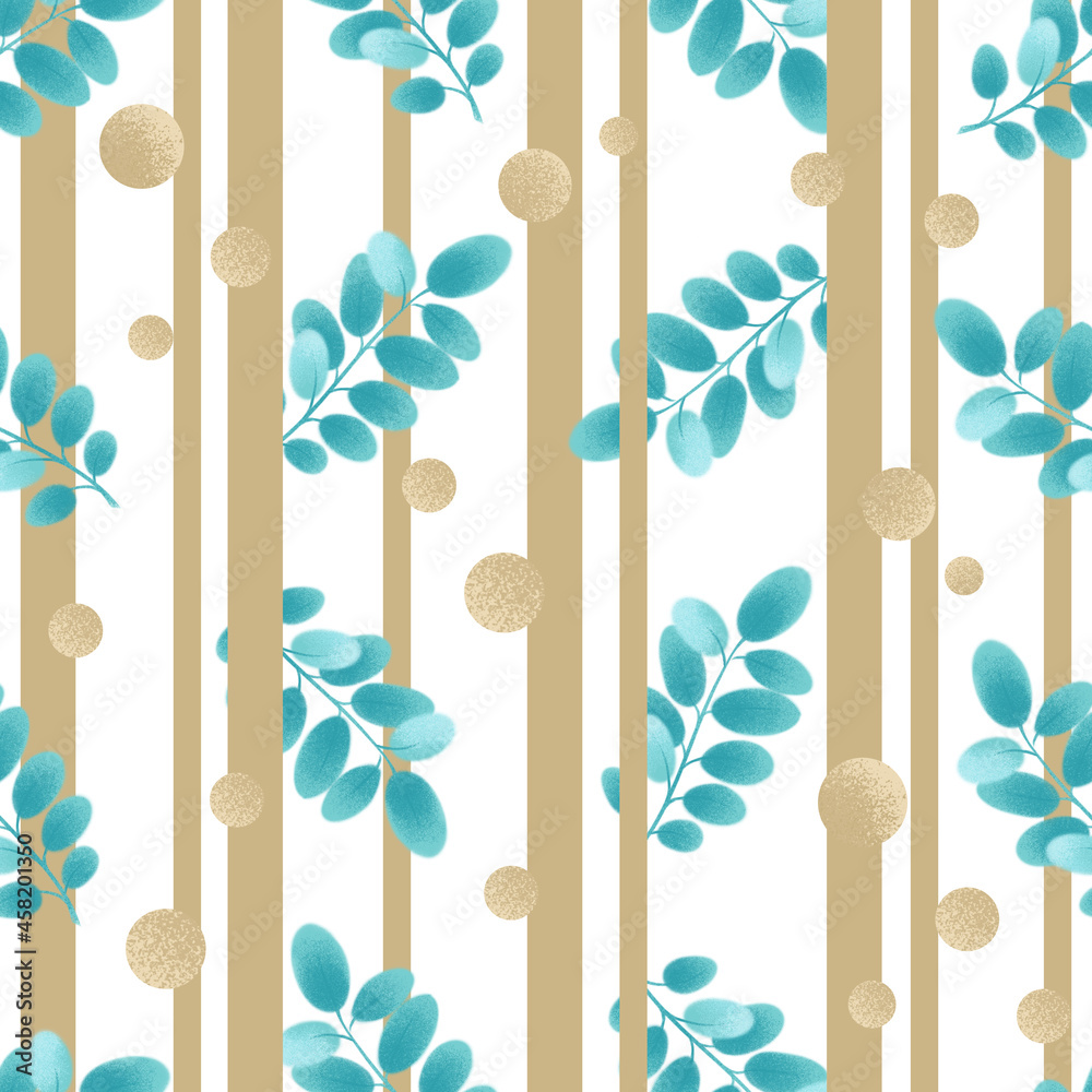 Beautiful seamless pattern with acacia leaves and gold peas on a ...