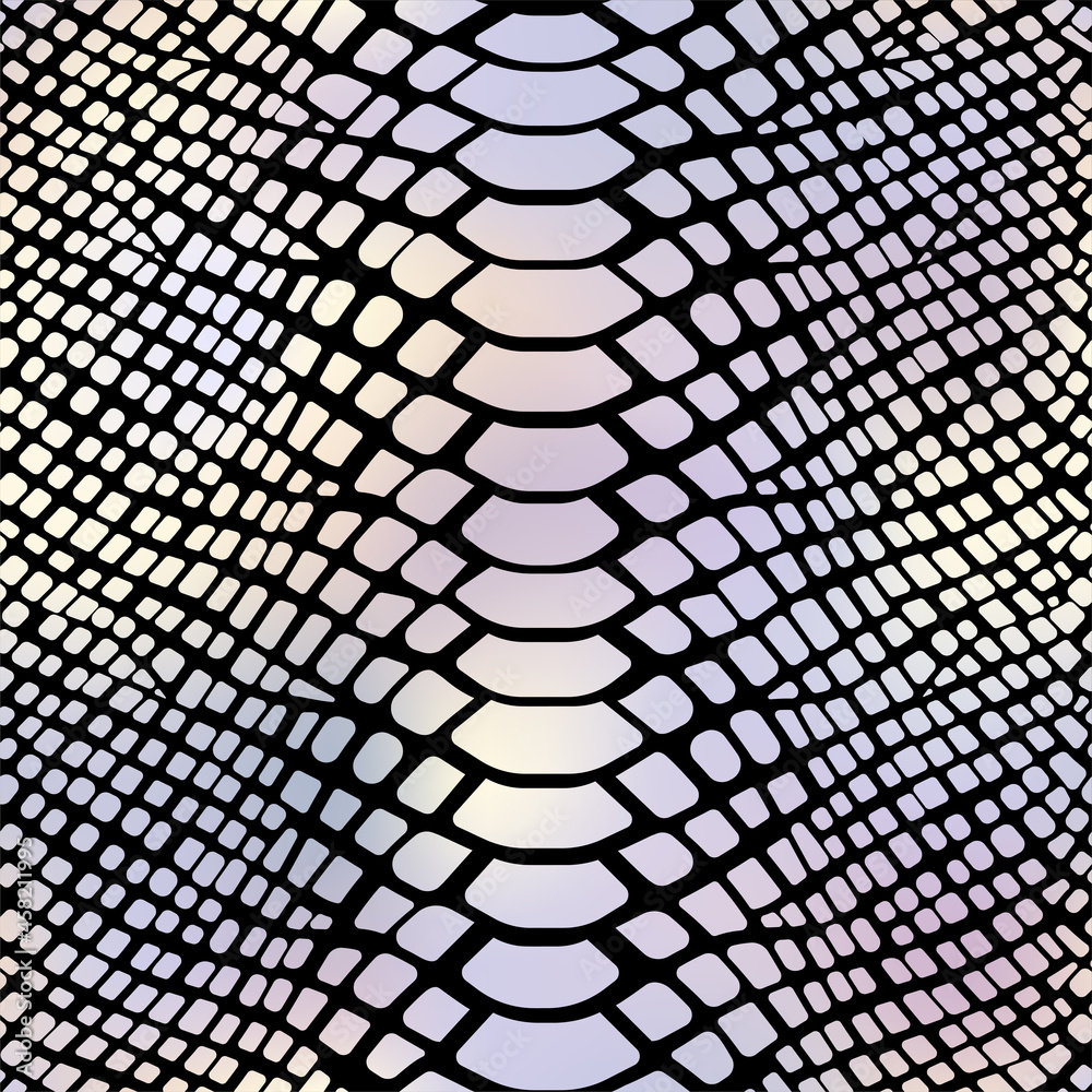 Trendy snake skin silver vector seamless pattern. Metallic wild animal ...