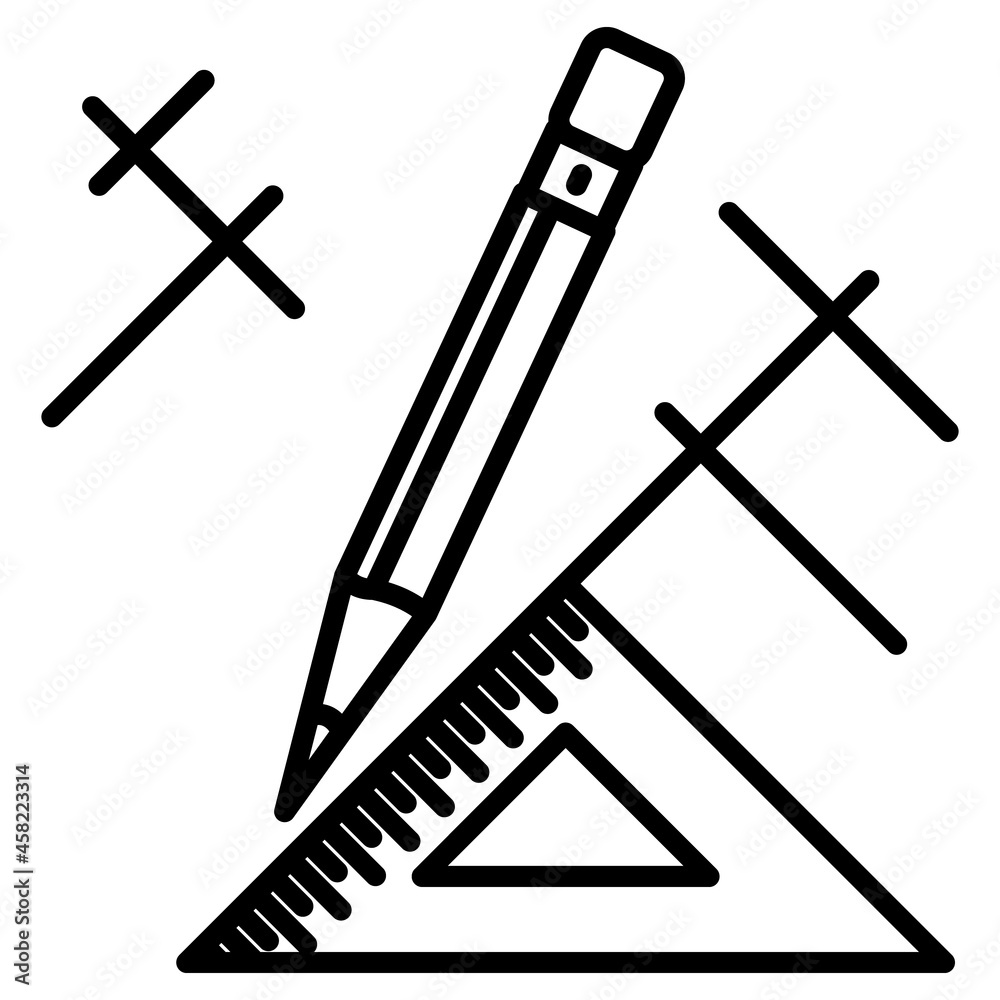 Geometric construction, drawing tools, architectural drawing. Pencil ...