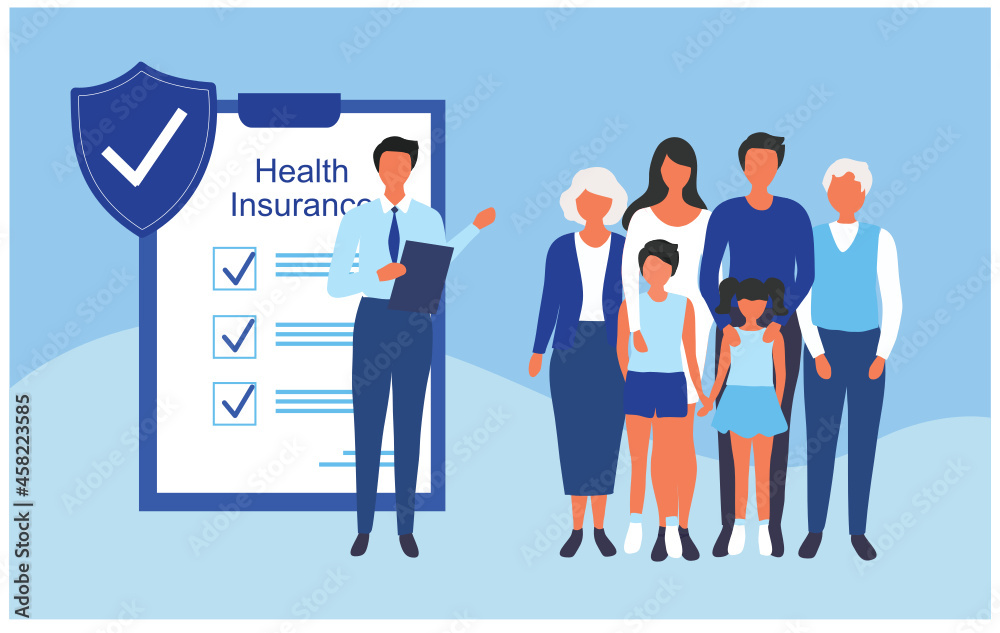 Family life and health insurance concept, family buy insurance to ...