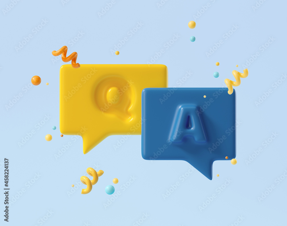 Minimal background for online education concept. Questions and answers ...