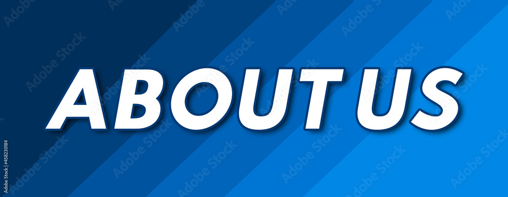 About Us - text written on striped blue background Stock Illustration ...