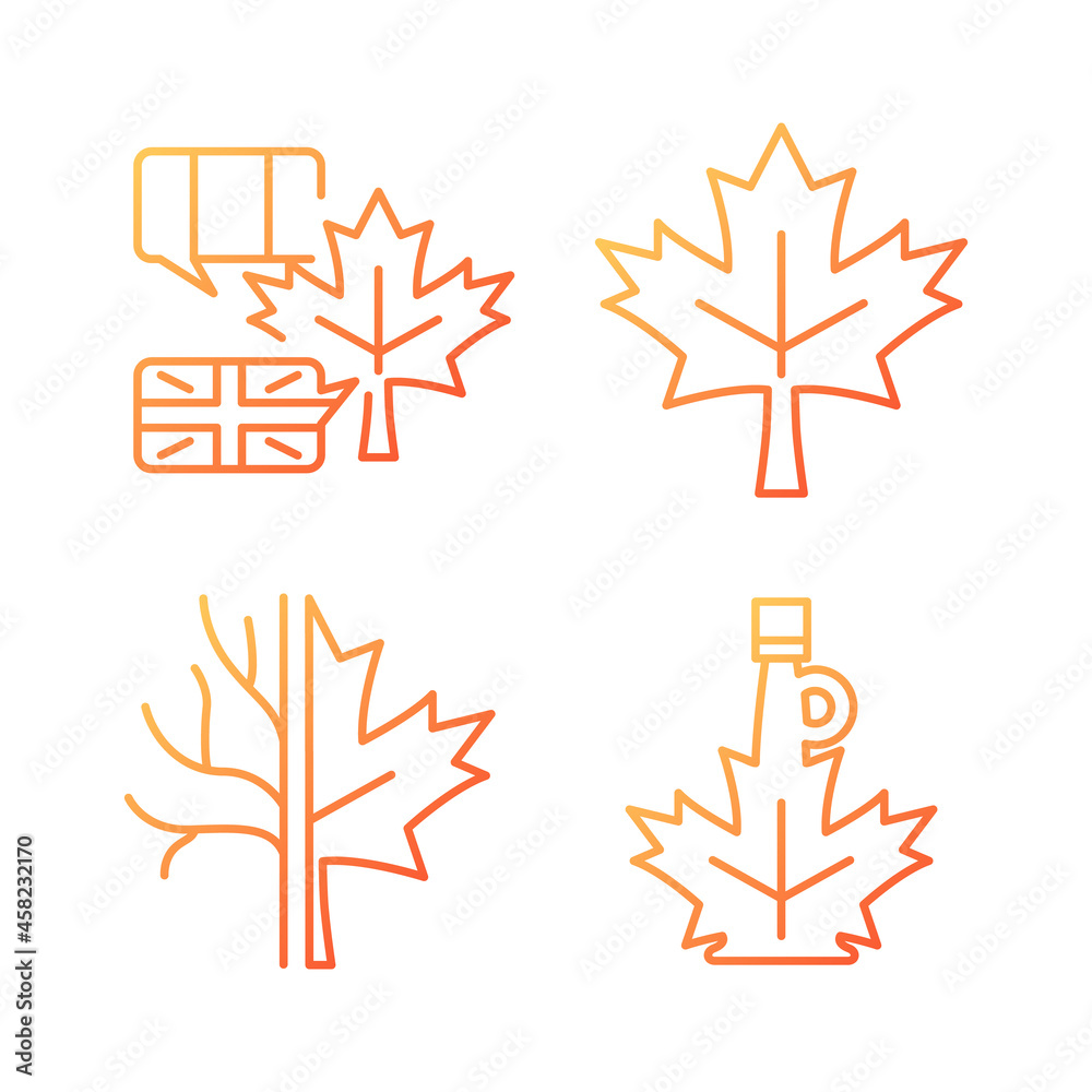 Maple Leaf Significance Gradient Linear Vector Icons Set National maple-leaf-significance-gradient-linear-vector-icons-set-national