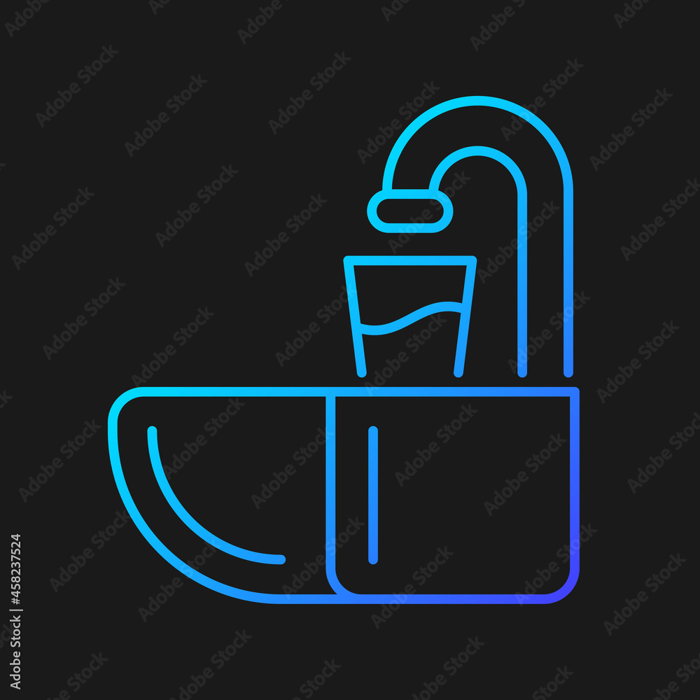 Dental spit bowl gradient vector icon for dark theme. Cuspidor for ...