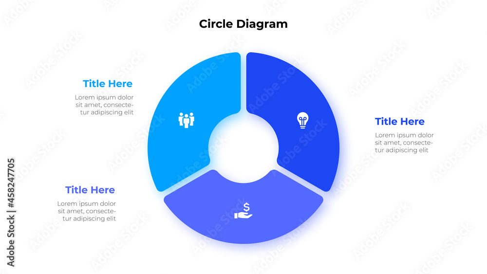 Circle diagram divided into 3 segments. Concept of three options of ...