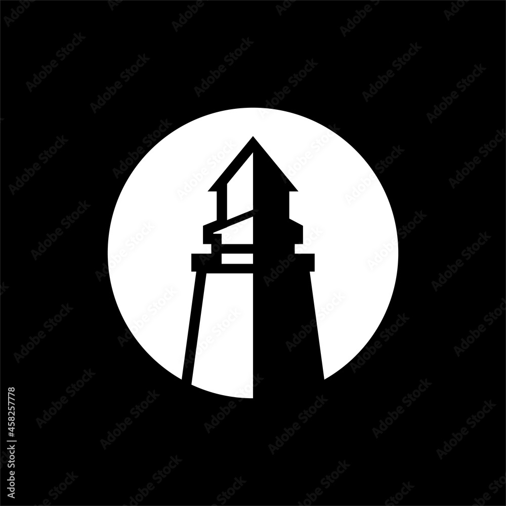 tower silhouette logo design, tower in a circlen , tower logo design ...
