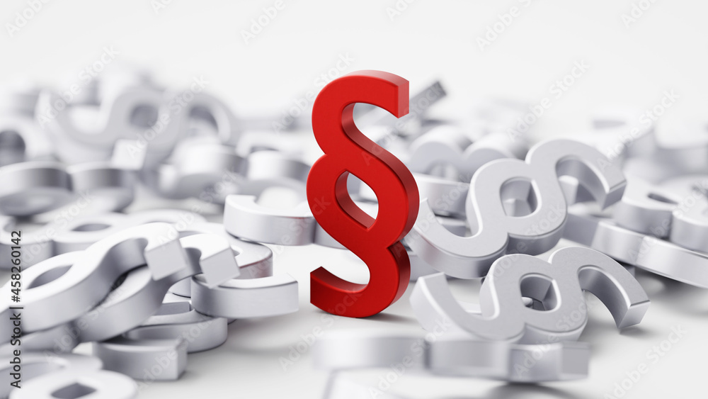 Roter Paragraph steht als Symbol für Justiz und Gesetz Stock ...