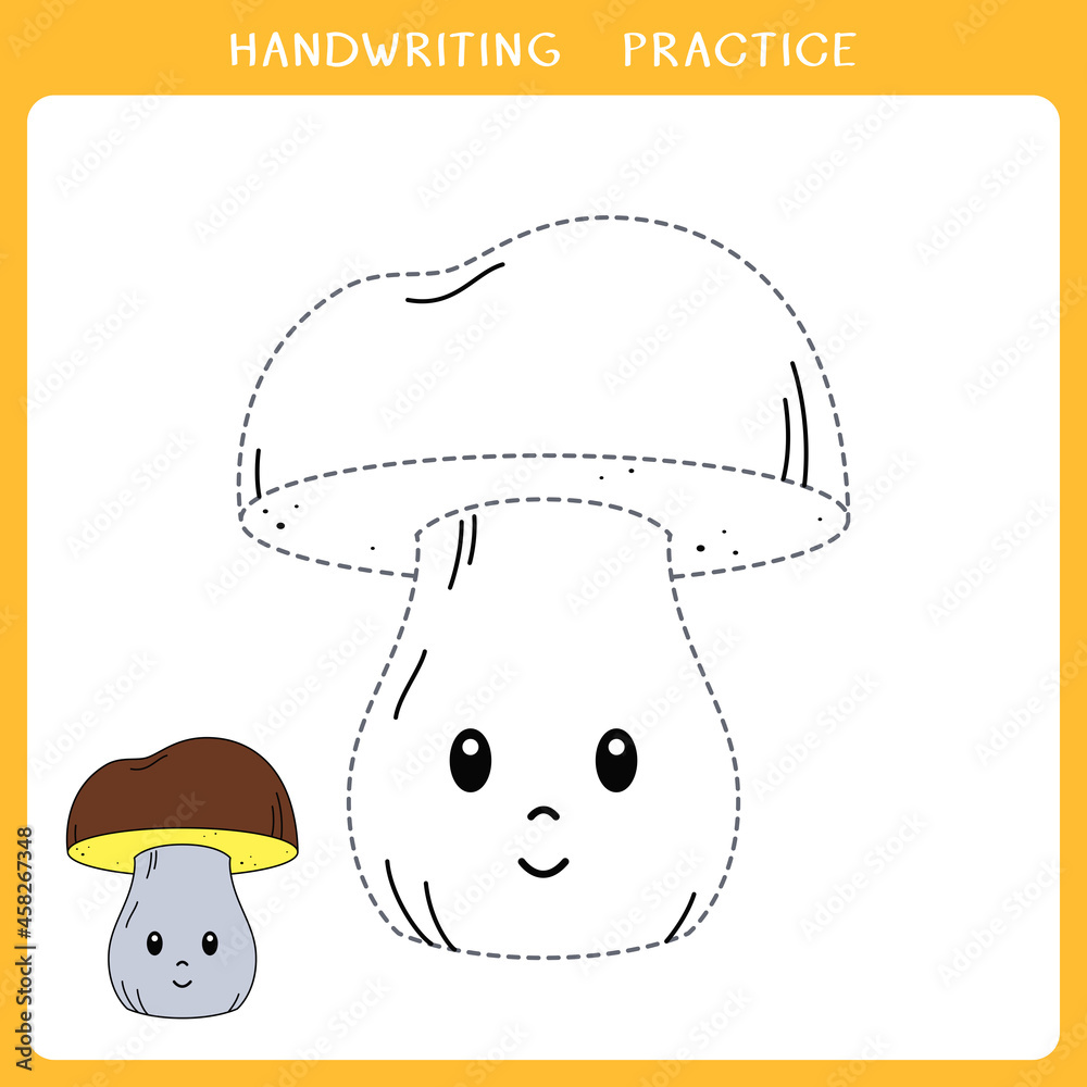 Handwriting practice sheet. Simple educational game for kids. Cute ...