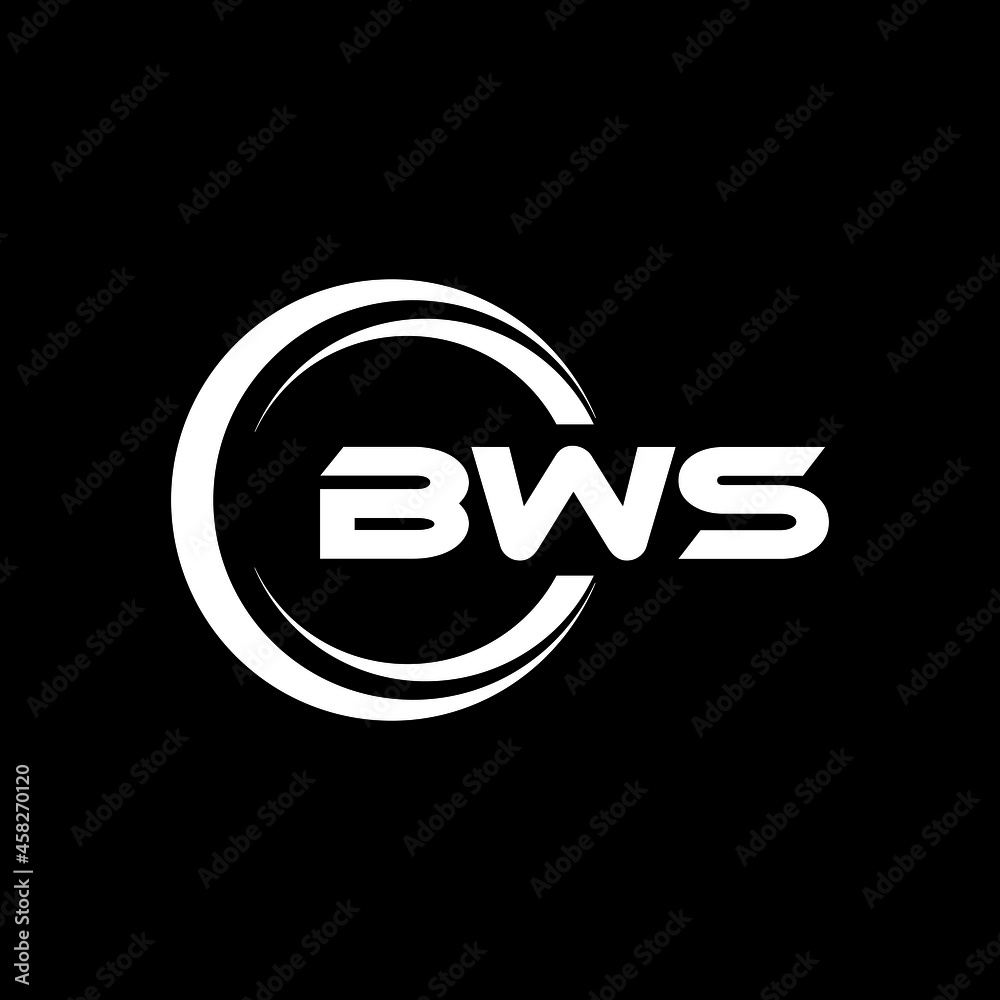 BWS letter logo design with black background in illustrator, vector ...