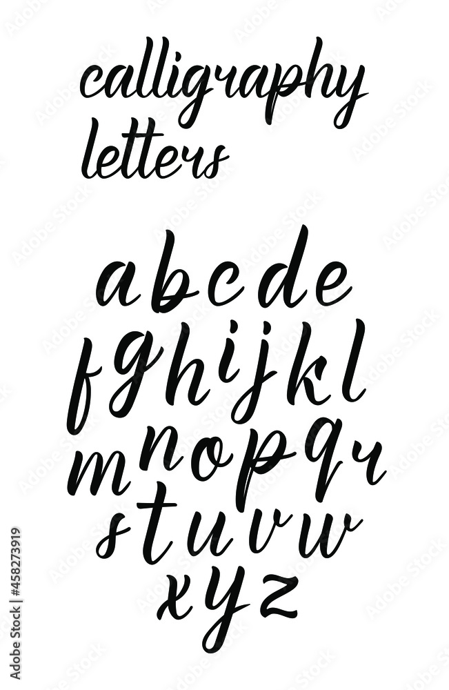 Modern hand drawn latin calligraphy brush script of lowercase letters ...