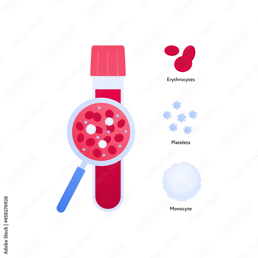 Types of blood cells and analysis concept. Vector flat healthcare ...
