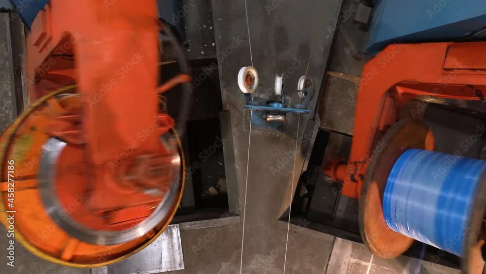 Assembly twisting stranded wire. Modern equipment at the factory for ...