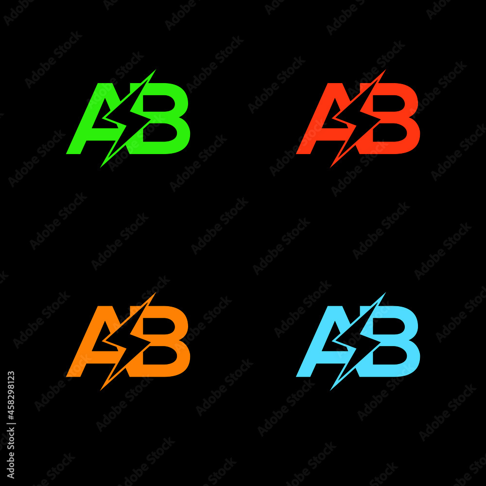 AB Alphabet Letter Typography Electric Power Science Technology vector ...
