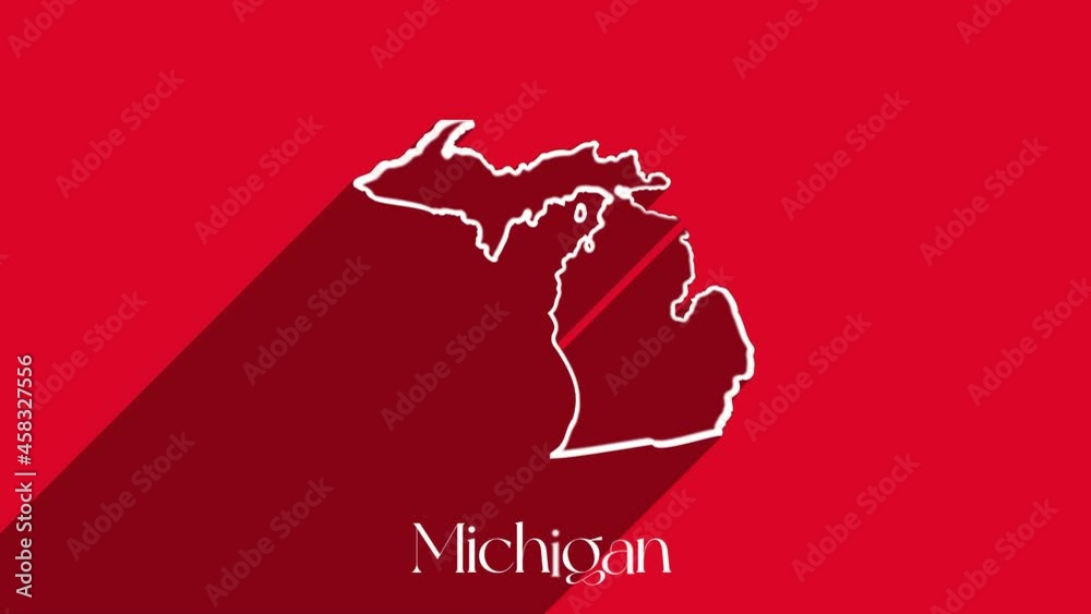 Vidéo Stock Animated line map showing the state of Michigan from the ...