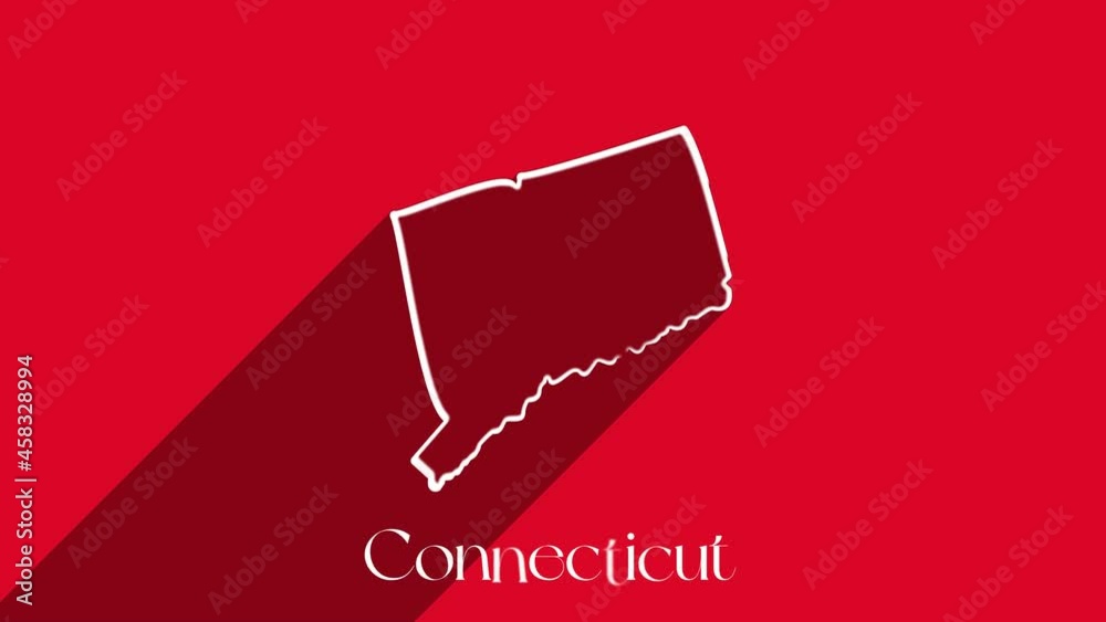 Animated line map showing the state of Connecticut from the United ...