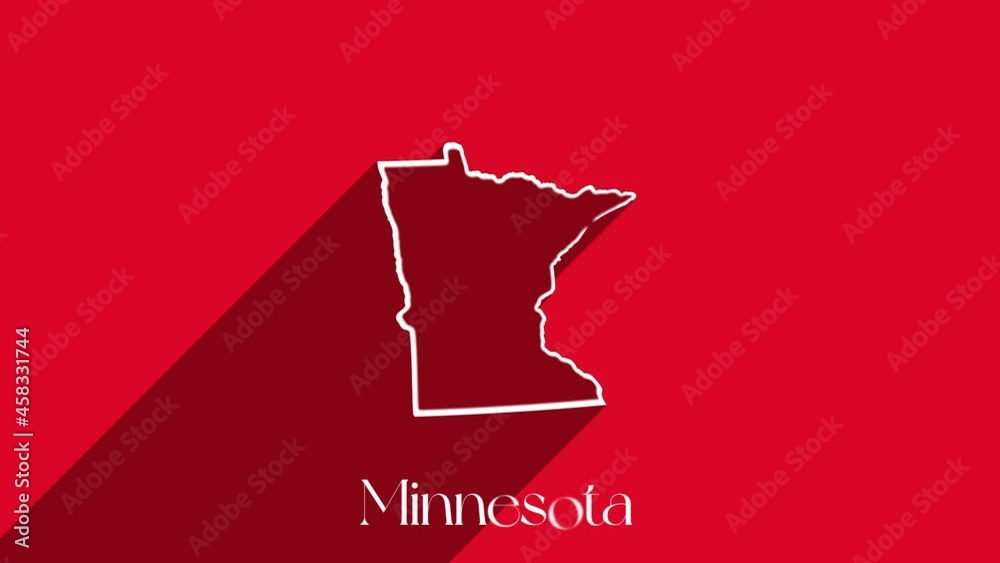 Animated line map showing the state of Minnesota from the United State ...