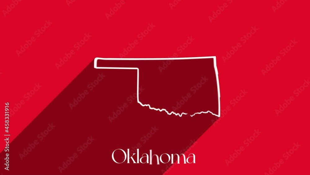 Animated line map showing the state of Oklahoma from the United State ...