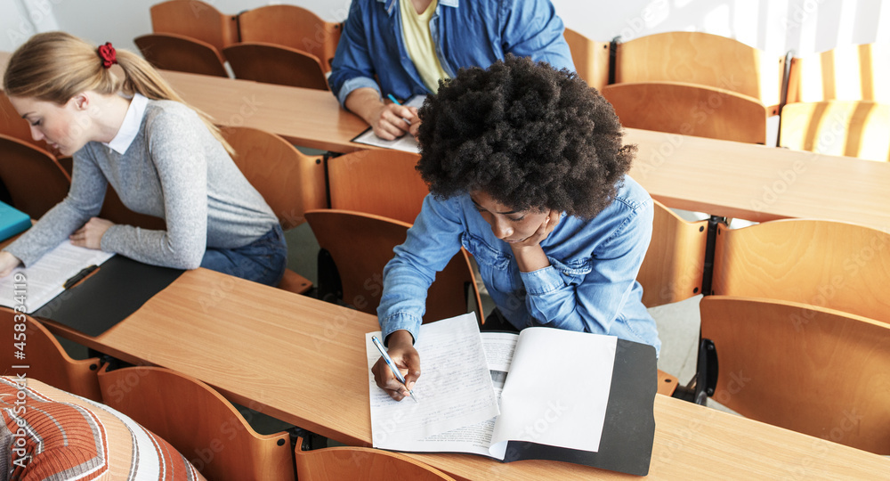 Black College Students In Classroom
