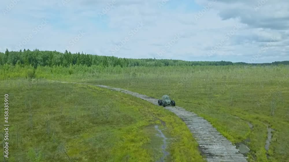 Special off road car with low ground pressure wheels and tires for a ...