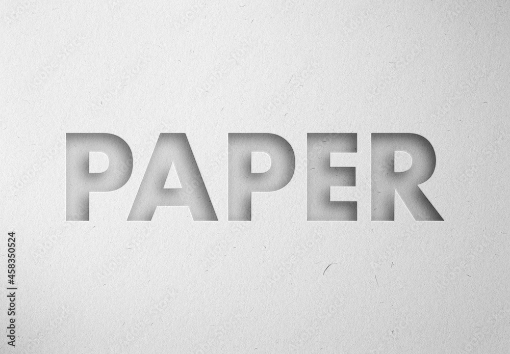 White Paper Cut Out Text Effect Mockup Stock Template | Adobe Stock