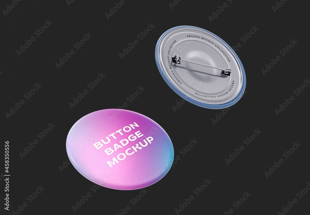 Circle Metal Pin Badge Mockup Stock Template | Adobe Stock