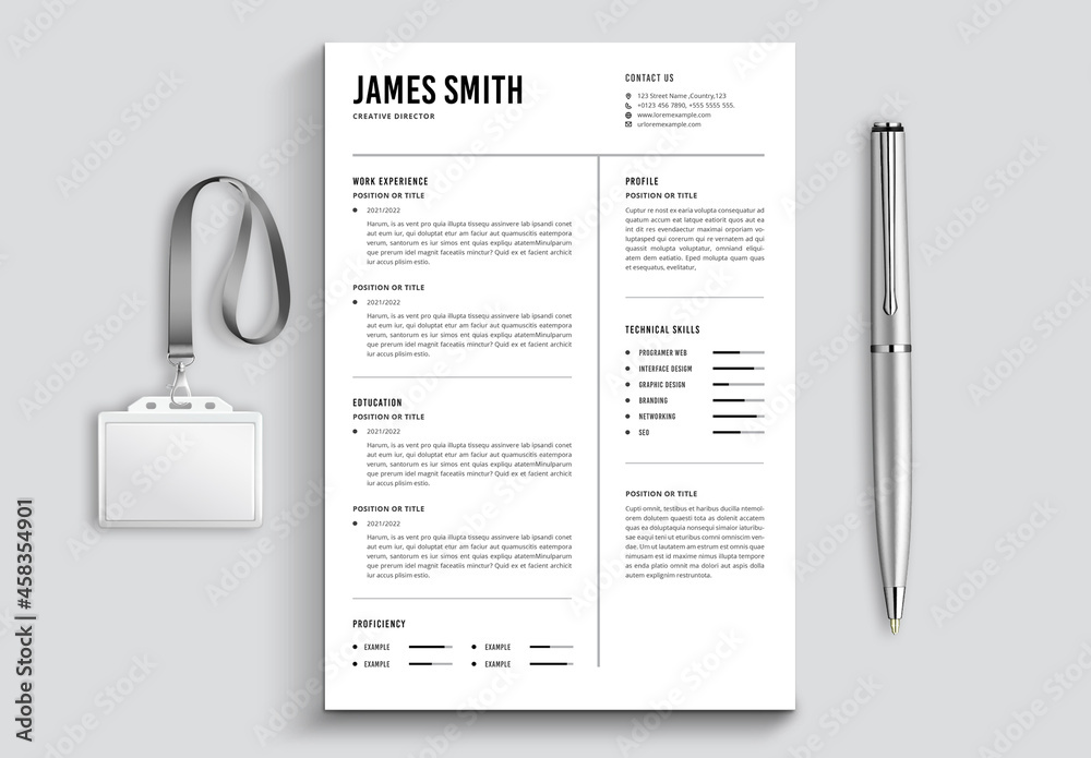 Clean Resume Layout Stock Template | Adobe Stock