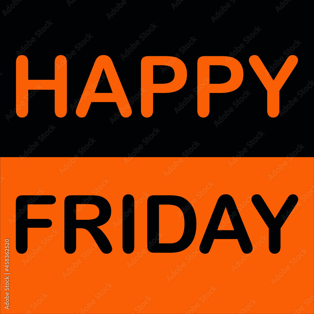 Vecteur Stock Happy Friday orange banner - Happy Friday greeting text ...