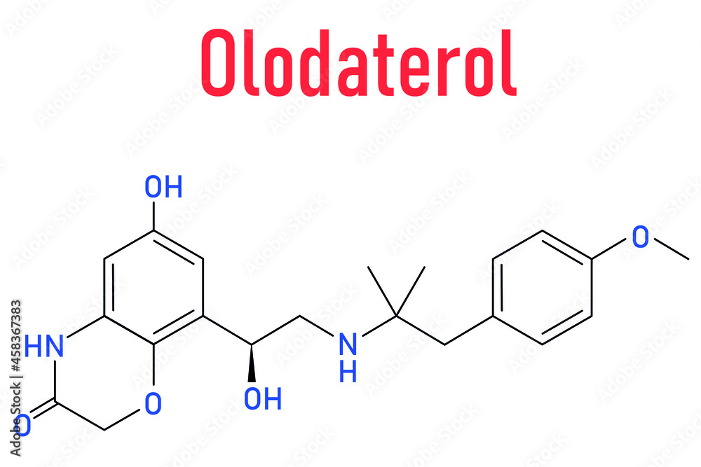 Olodaterol COPD drug molecule (ultra-LABA class). Skeletal formula ...
