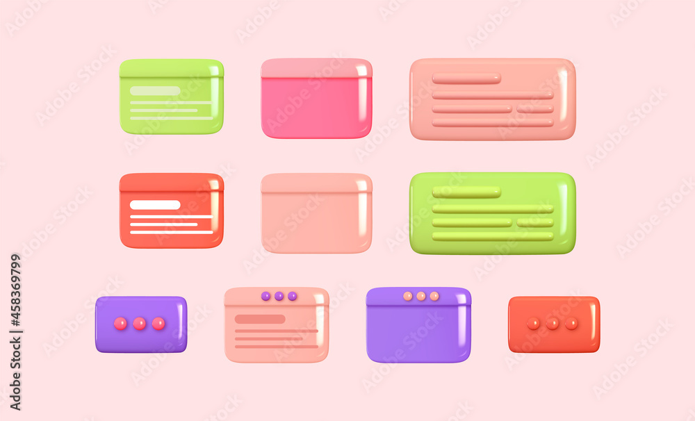 Message bubbles, push notification symbol. Realistic 3d design of ...