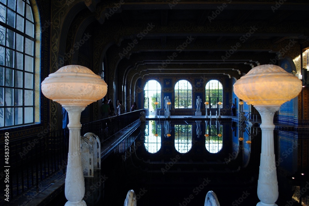 Hearst Castle indoor Roman pool with Murano glass and gold leaf tiles ...