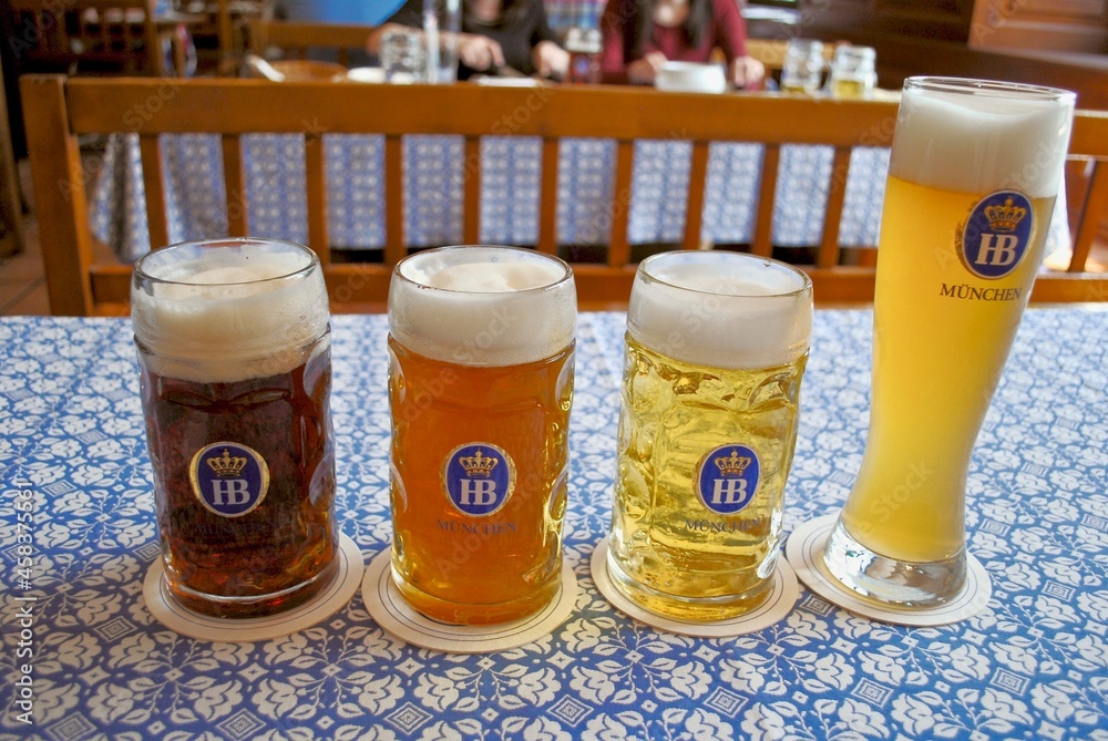 Munich, Germany: Hofbrauhaus (Hofbräuhaus) beer - Dunkel (dark), Helles ...
