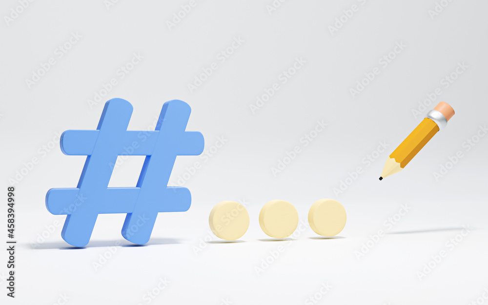blue hashtag symbol over white background, 3d render. Stock ...