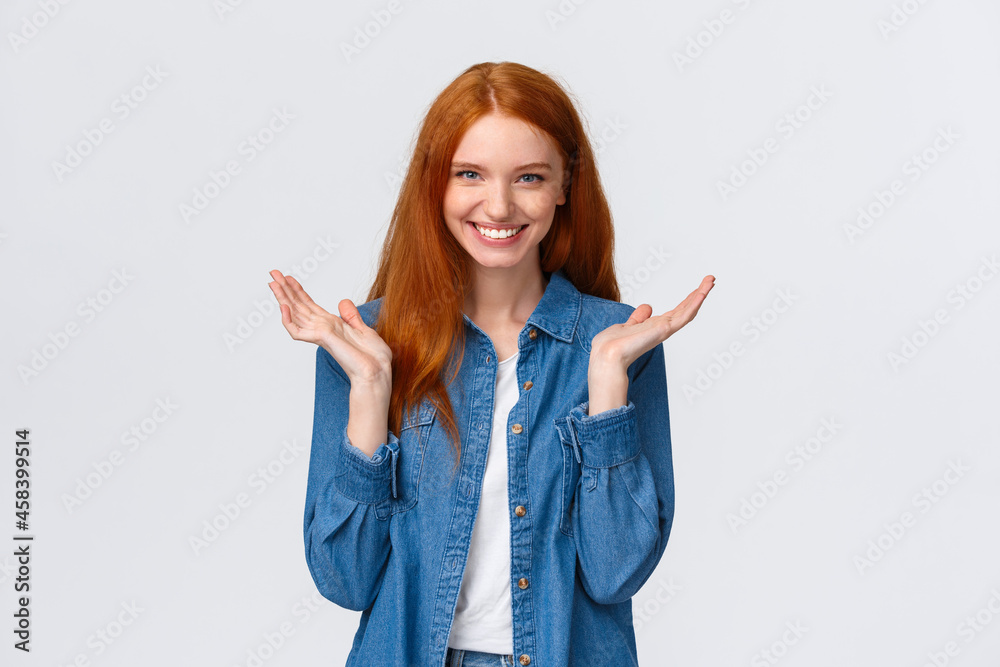 Bravo, very good. Impressed alluring smiling happy redhead woman, wear ...