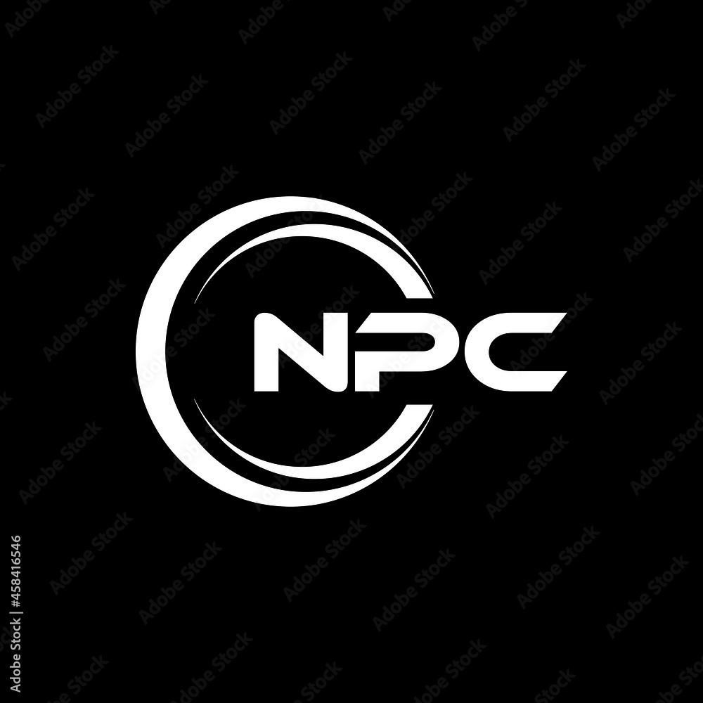 NPC letter logo design with black background in illustrator, vector ...