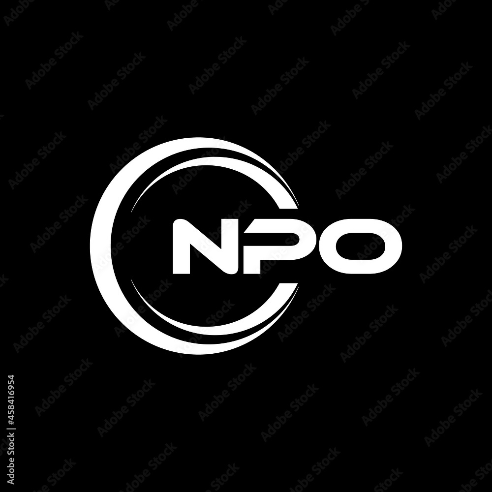 NPO letter logo design with black background in illustrator, vector ...