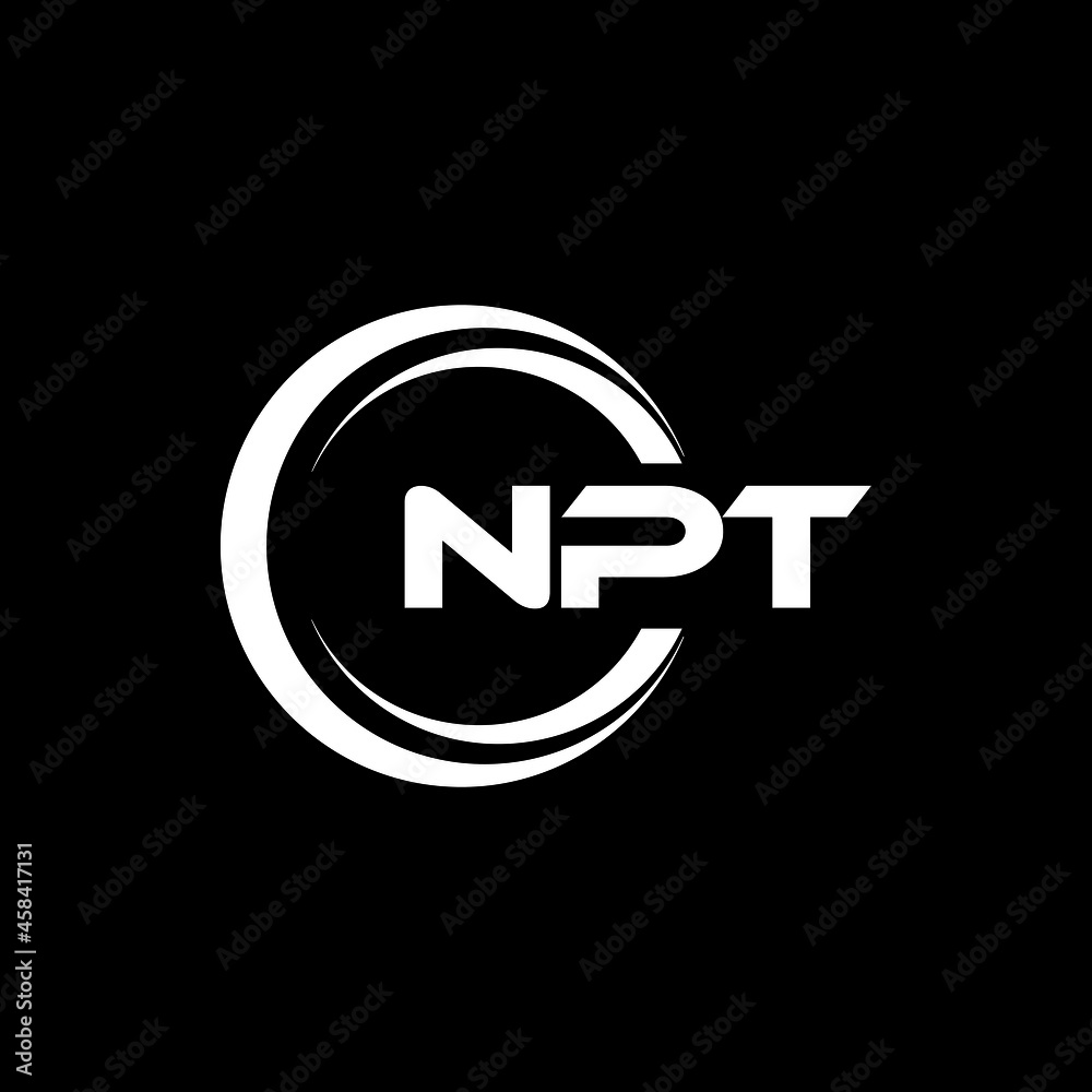 NPT letter logo design with black background in illustrator, vector ...