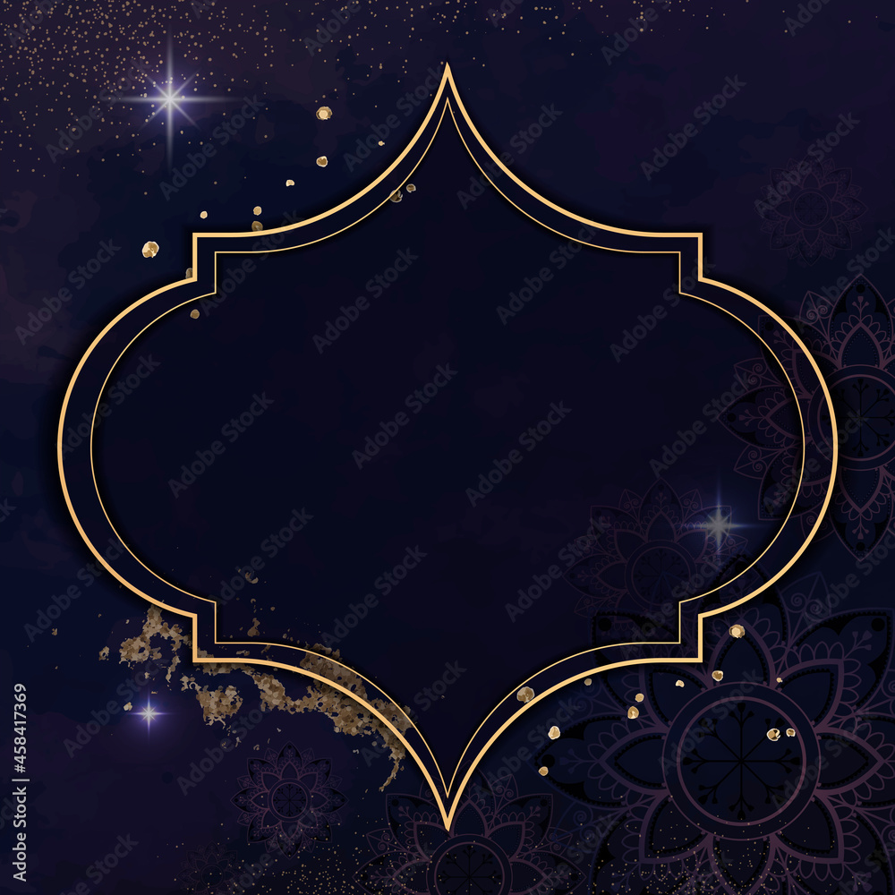 Gold frame on Diwali pattern background vector Stock Vector | Adobe Stock