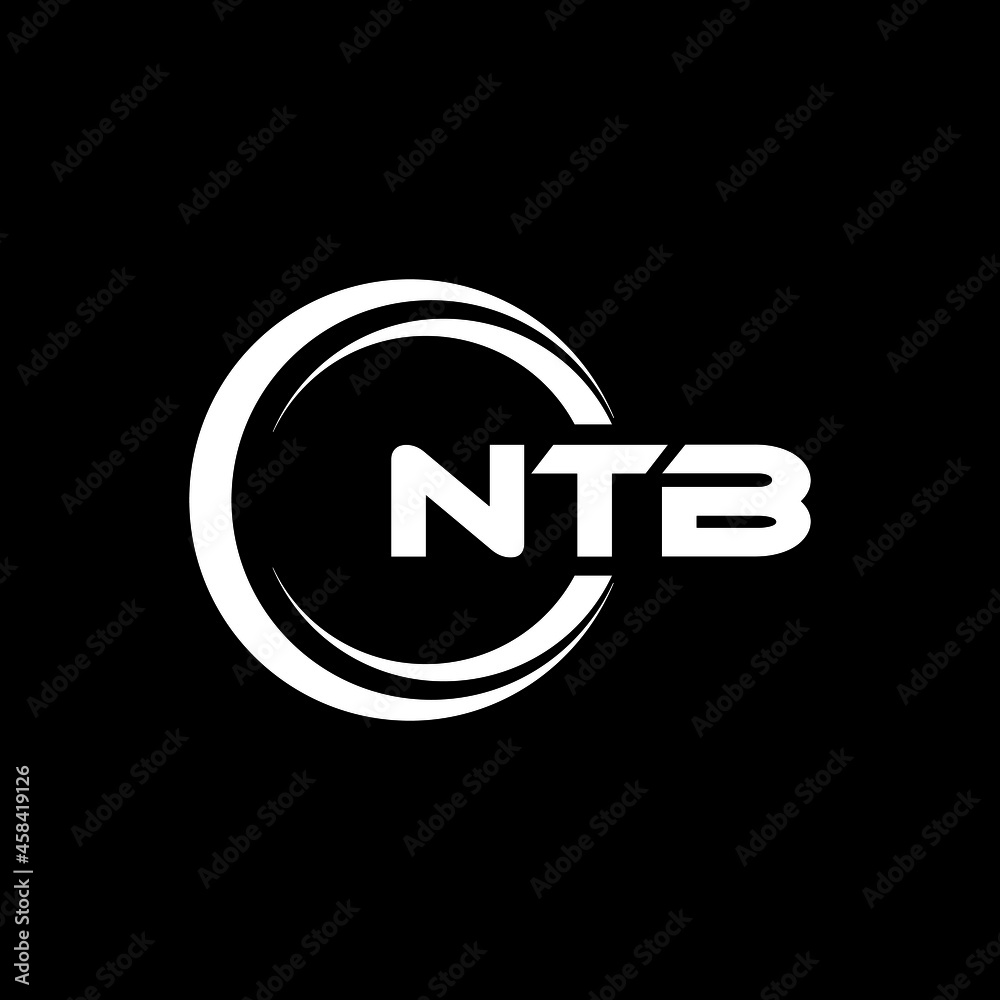 NTB letter logo design with black background in illustrator, vector ...