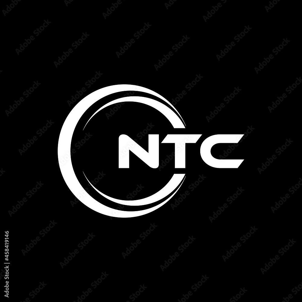 NTC letter logo design with black background in illustrator, vector ...